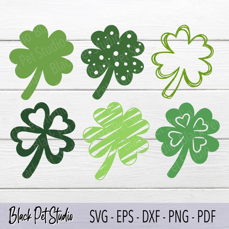 Four Leaf Clovers Svg Clovers Svg Bundle St Patricks Day Svg Png Lucky ...