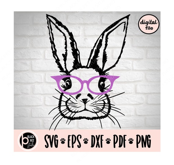 Bunny With Glasses Svg Easter Bunny With Glasses Svg | Etsy