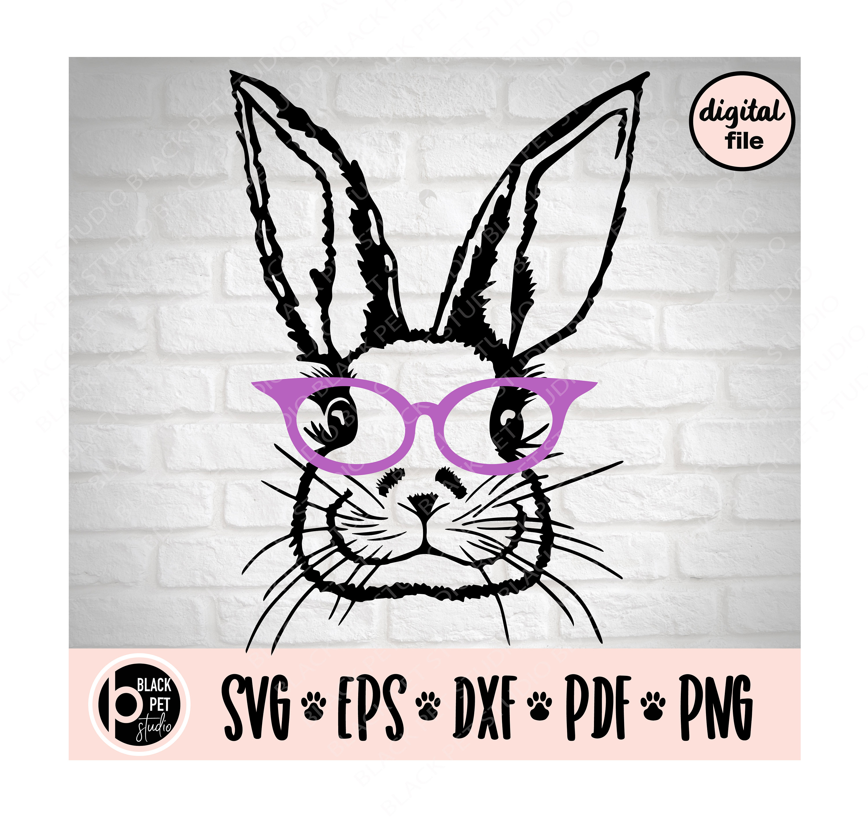 Bunny With Glasses Svg Easter Bunny With Glasses Svg Girl's Easter ...