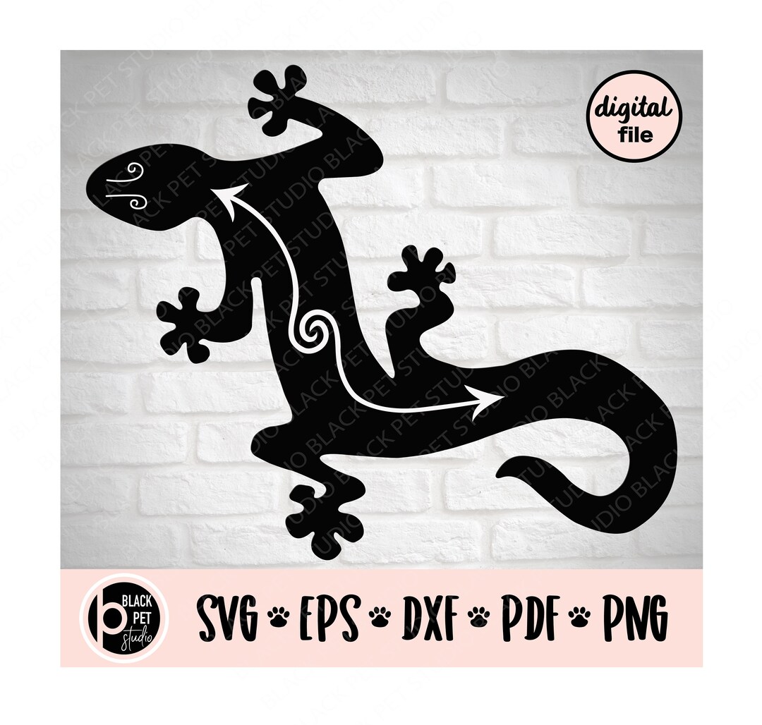 Gecko Svg - Vector File - Pdf & Png Print Files - DXF File for ...