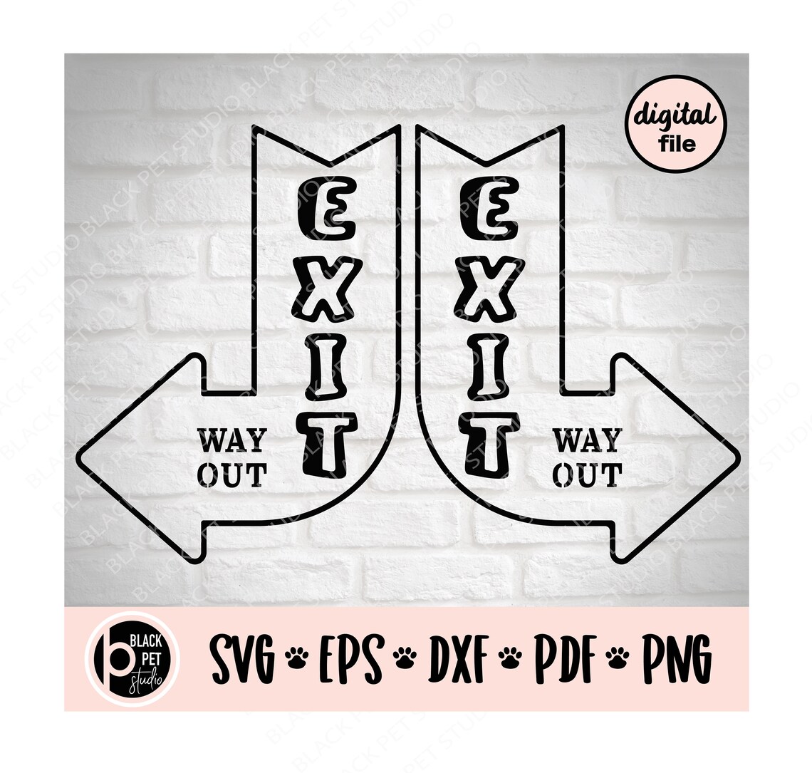 Exit Sign Svg - Wall Decal SVG - Multilayer SVG - Vector File - Pdf ...