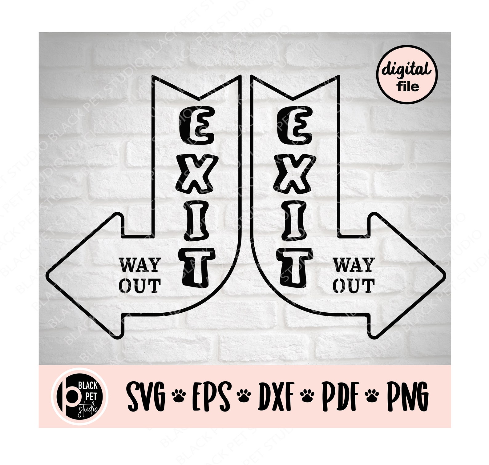 Exit Sign Svg - Wall Decal SVG - Multilayer SVG - Vector File - Pdf ...