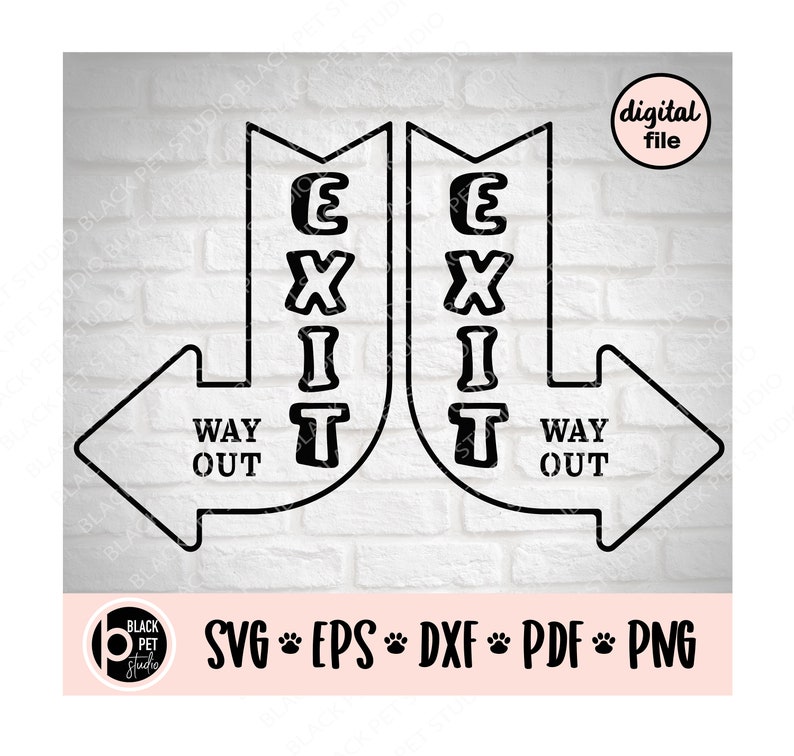 Exit Sign Svg - Wall Decal SVG - Multilayer SVG - Vector File - Pdf ...