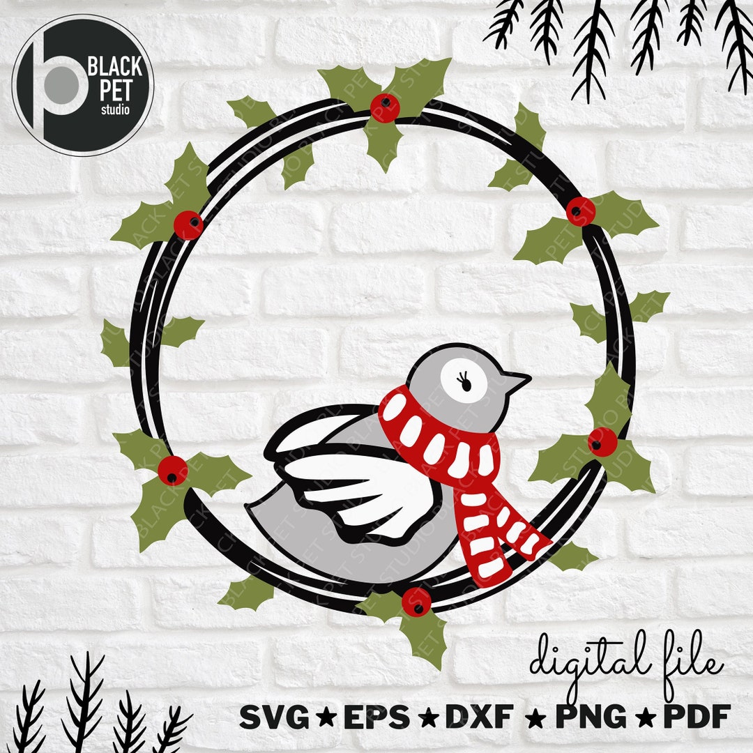 Christmas Wreath Svg - Christmas Svg - Christmas Bird Svg - Christmas ...