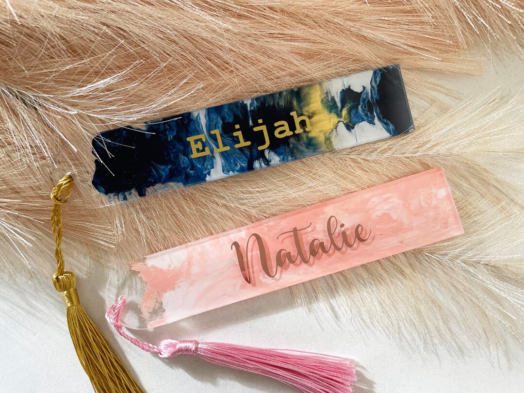 Personalised Acrylic Bookmark | Marble Acrylic Bookmark | Custom Name ...