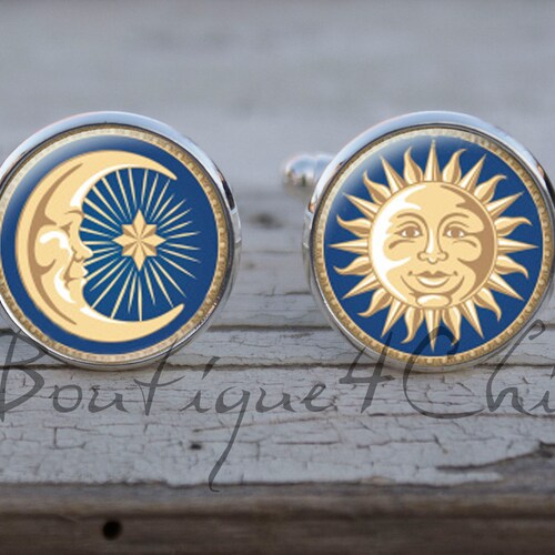 Moon and Sun Cufflinks Planet Sun Star - Etsy