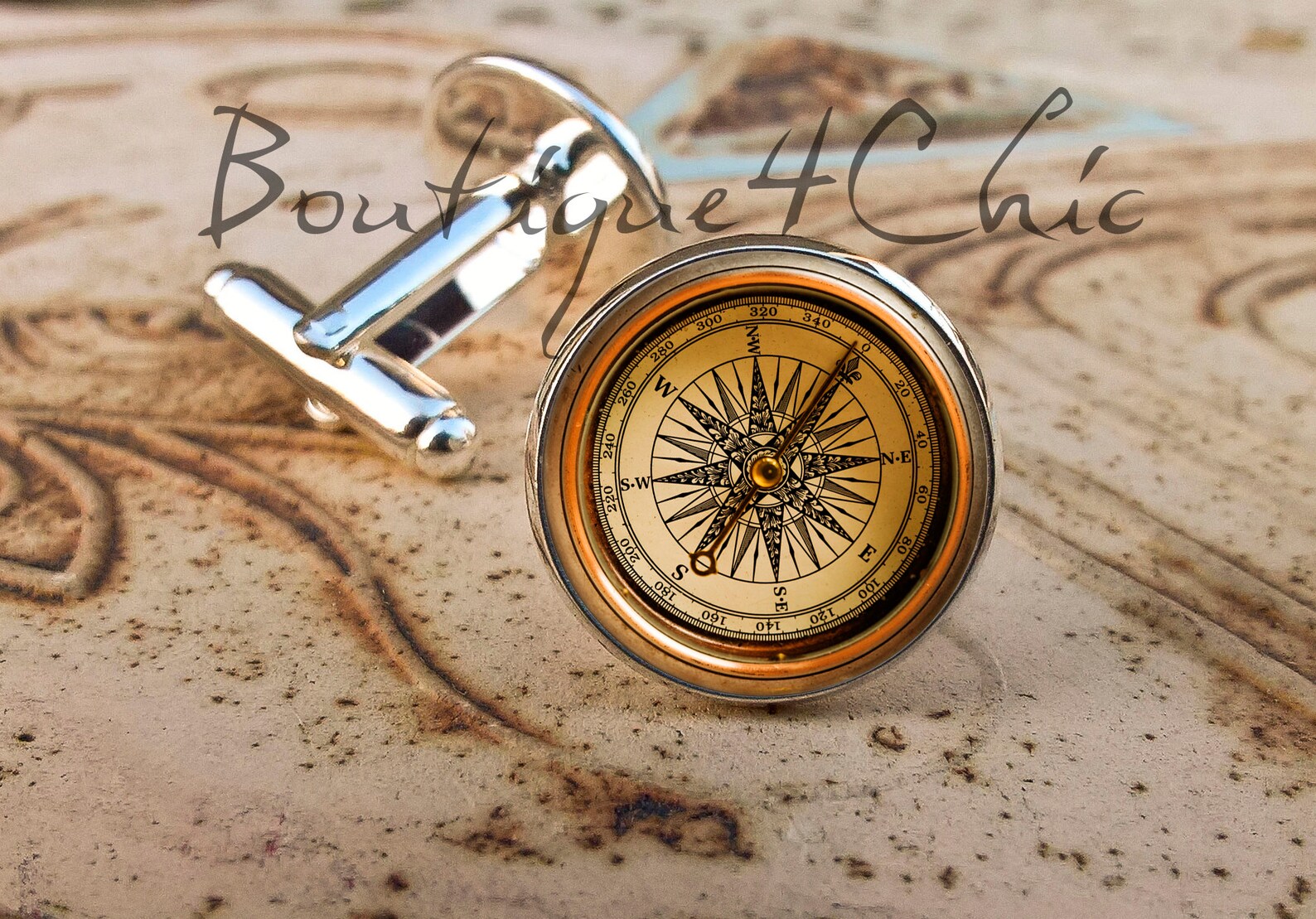 Compass Cufflinks Retro Style Compass Cuff Links | Etsy