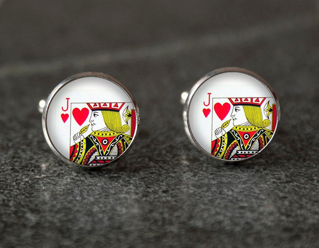 Jack of Hearts Cufflinks, Jack of Clubs, Diamonds or Hearts, Playing ...