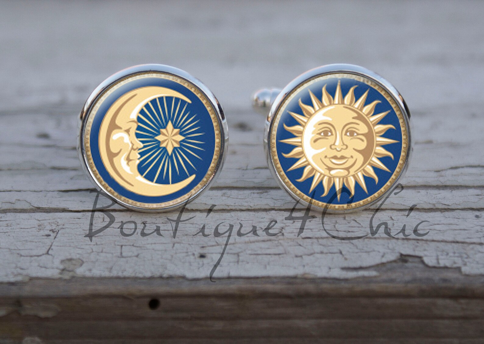 Moon and Sun Cufflinks Planet Sun Star - Etsy