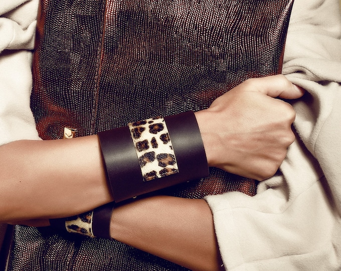 Leopard Print Beaded Bracelet With Fringe, Boho Handwoven Loom Wide ...