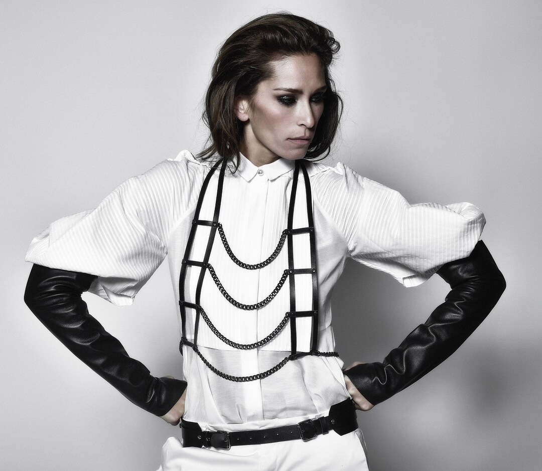 Leather Chain Body Harness: Italian Leather Necklace - Etsy