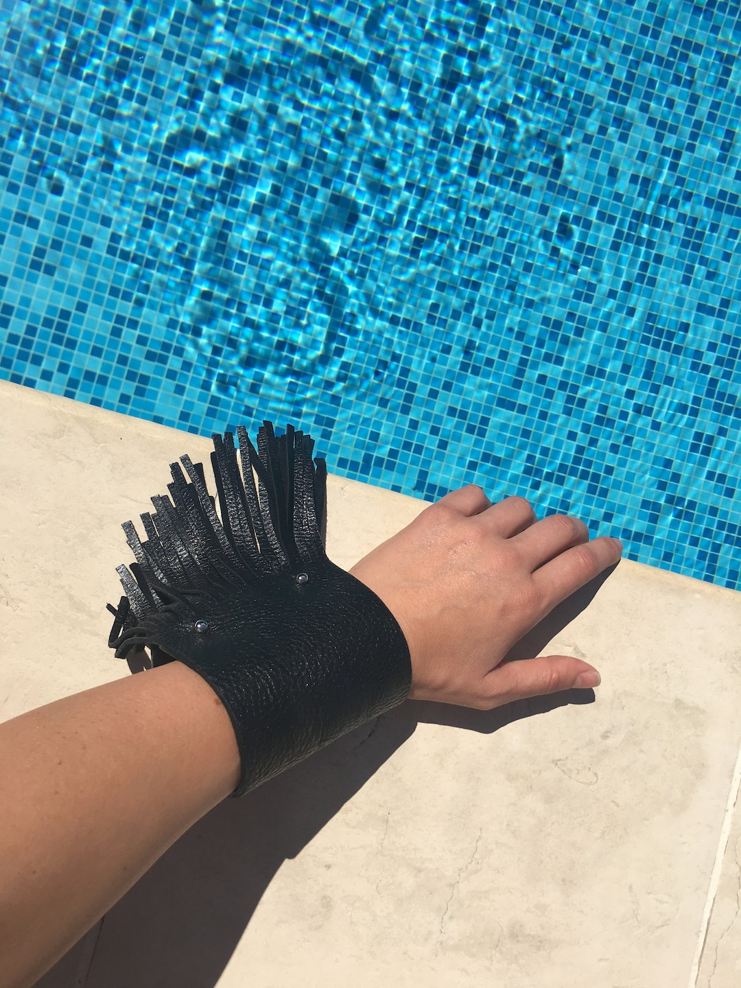 Leather Fringe Bracelet, Wide Leather Cuff With Fringe, Fringe Bracelet ...