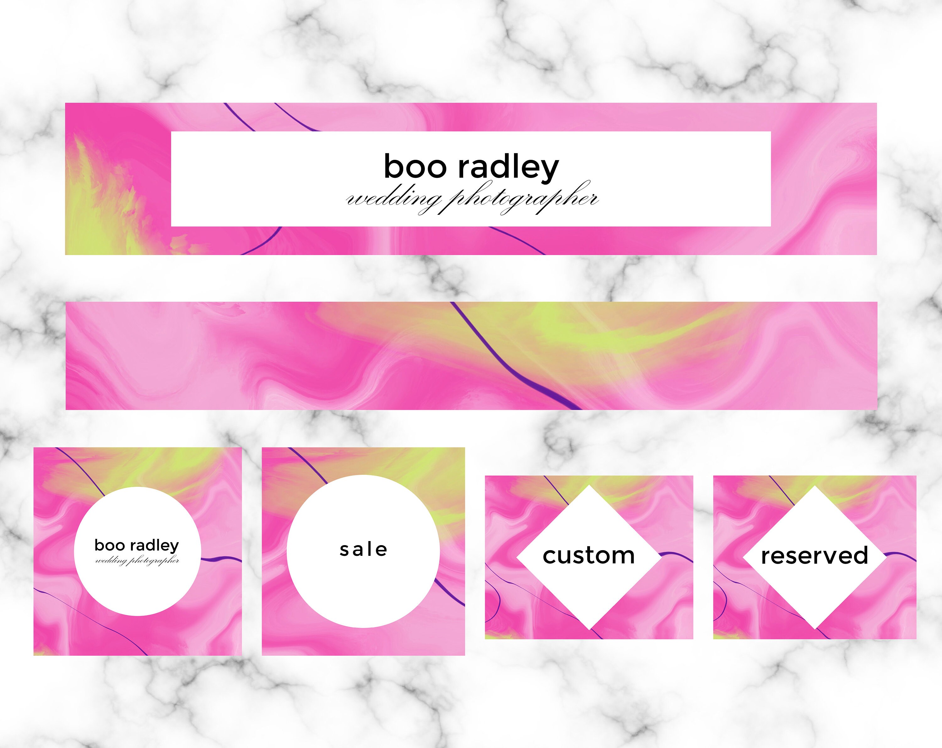 Etsy Shop Starter Set Etsy Cover Kit Banner Kit Logo Pink - Etsy