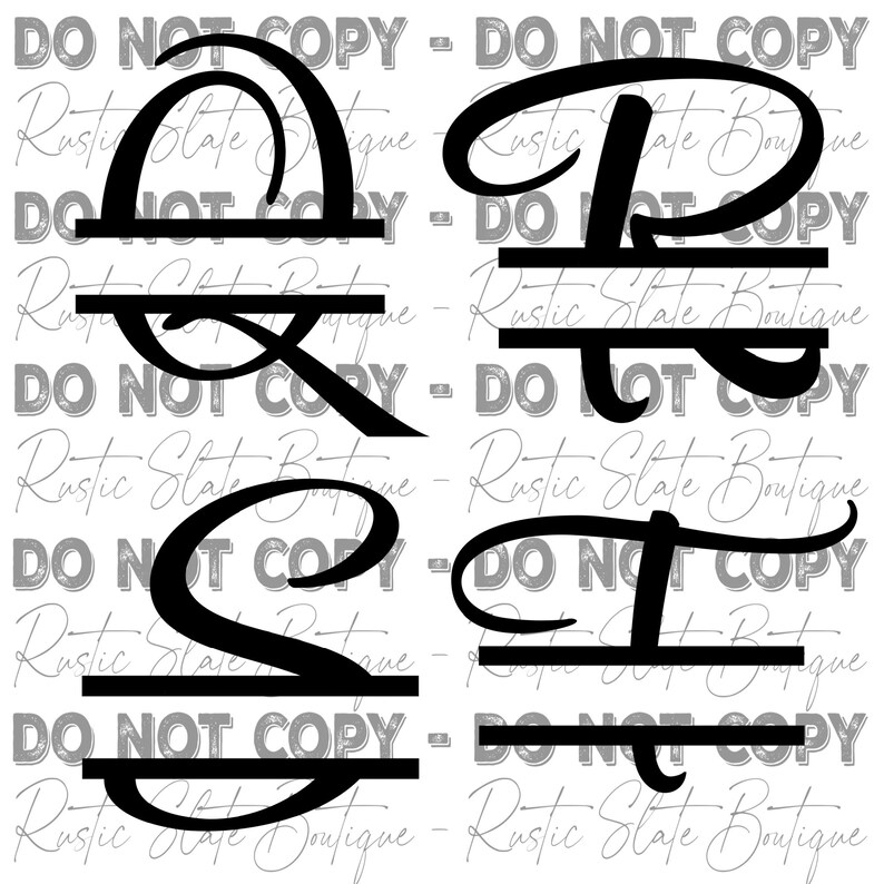 A-Z Monogram Split Alphabet Font Svg, Split Monogram Font, Split Letter ...