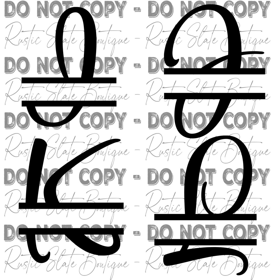 A-Z Monogram Split Alphabet Font Svg, Split Monogram Font, Split Letter ...