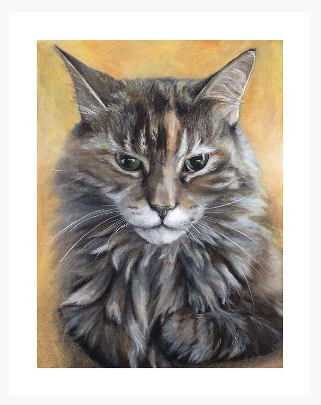 Katniss Wall Art Tabby Cat Original Maine Coon Contemporary 9 X 12 ...
