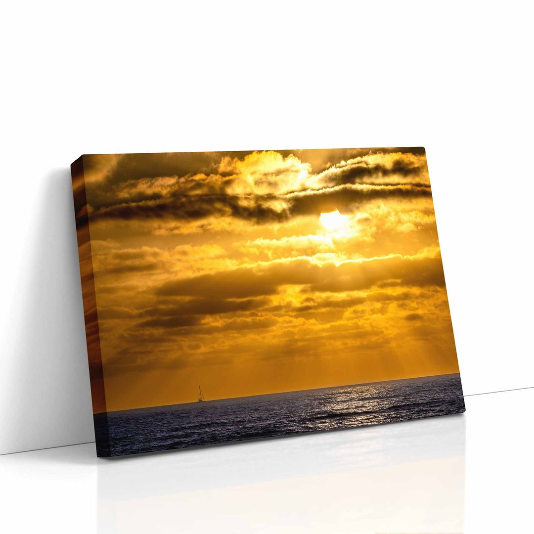 Sailboat Wall Décor, Sunset Ocean Art Sea Poster, Coastal Art - Etsy