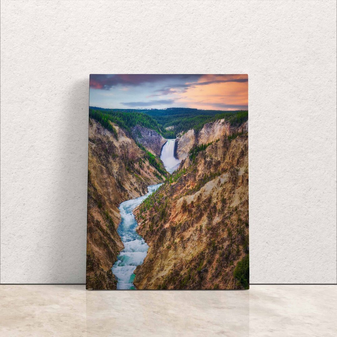 Yellowstone National Park Art Waterfall Decoration, Nature Décor ...