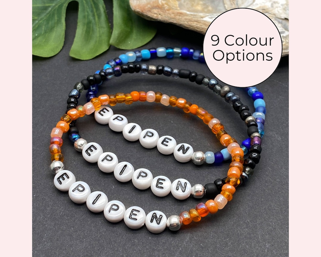 EPIPEN Bracelet Medical Alert ID Letter Bead Allergy Jewelry ...