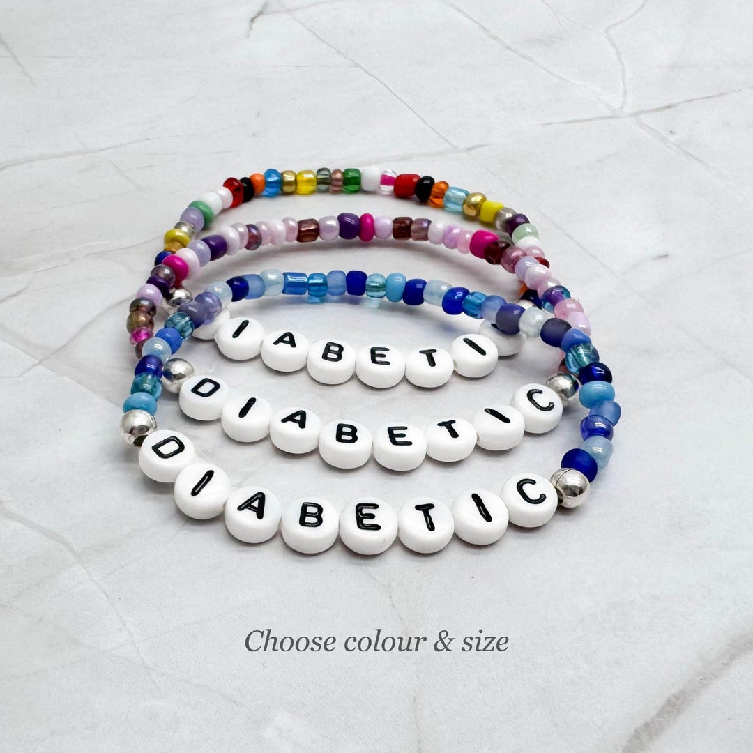 DIABETIC Bracelet, Medical Alert Bracelet, Beaded Diabetes Bracelet ...