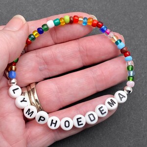 LYMPHOEDEMA Bracelet, Medical Alert Bracelet, Beaded Awareness Bracelet ...