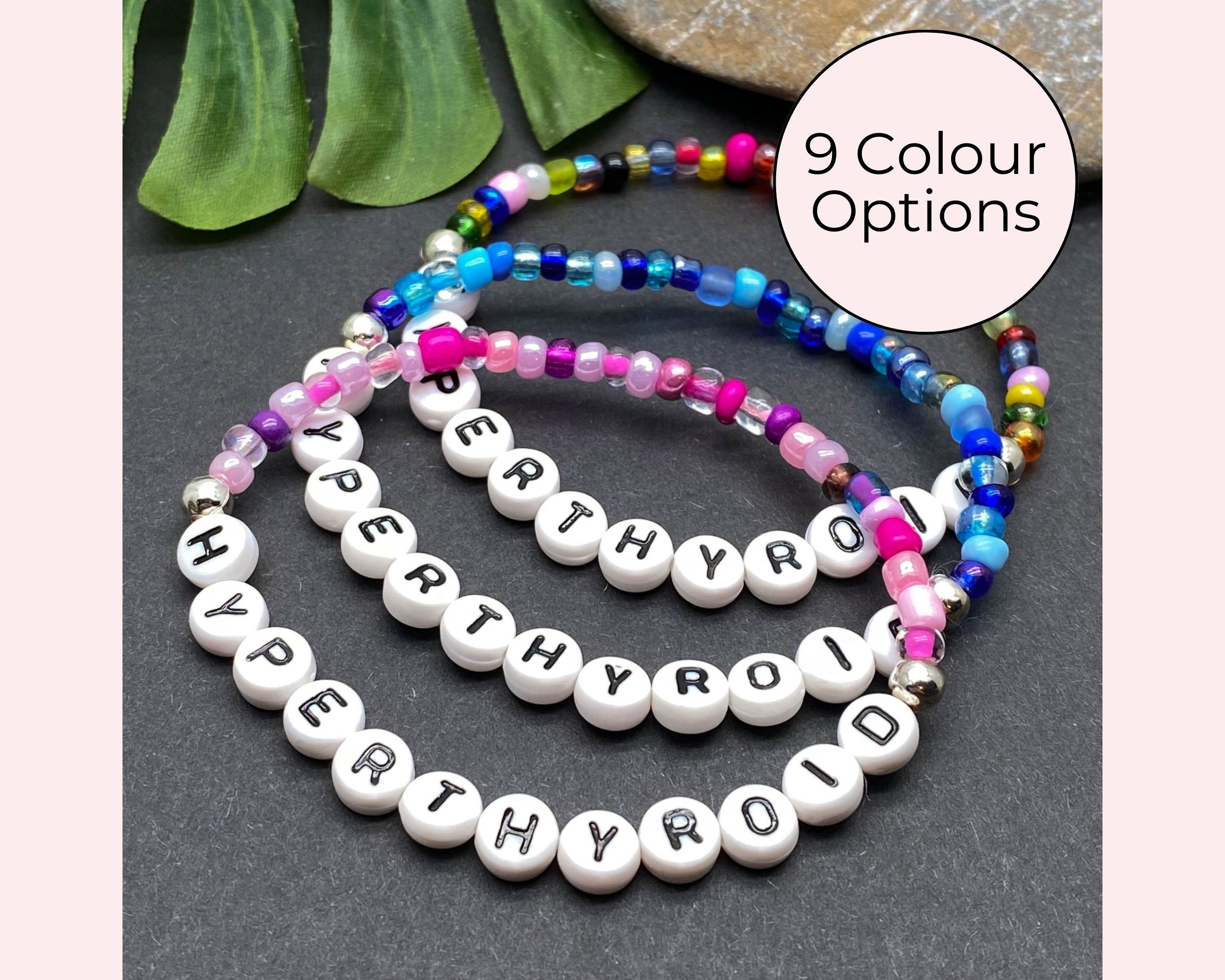 HYPERTHYROID Bracelet Medical Alert ID Letter Bead Graves Disease Jewellery Awareness Bracelet Glass Seed Beads Size and Colour Choice Etsy