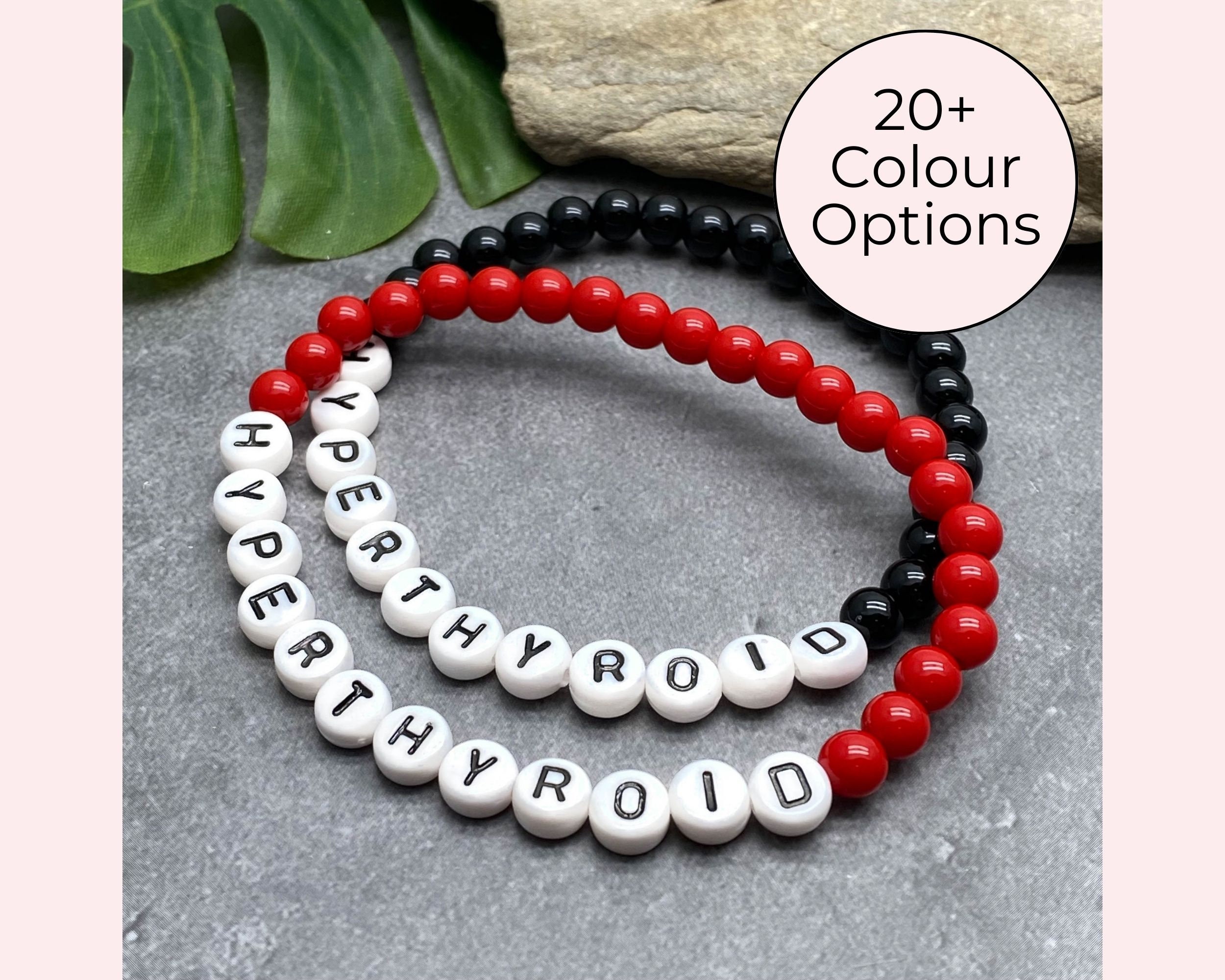 HYPERTHYROID Bracelet, Medical Alert ID Beaded Hyper Jewellery ...