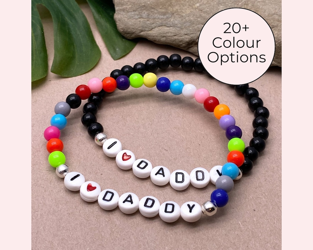 I LOVE DADDY Bracelet, Funny Bead Bracelet, Beaded Daddy Bracelet ...