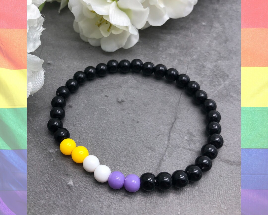 Non Binary Bracelet Non Binary Flag Colours Beaded Pride - Etsy