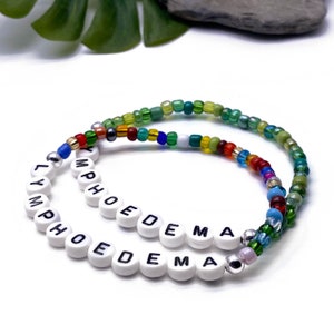 LYMPHOEDEMA Bracelet, Medical Alert Bracelet, Beaded Awareness Bracelet ...