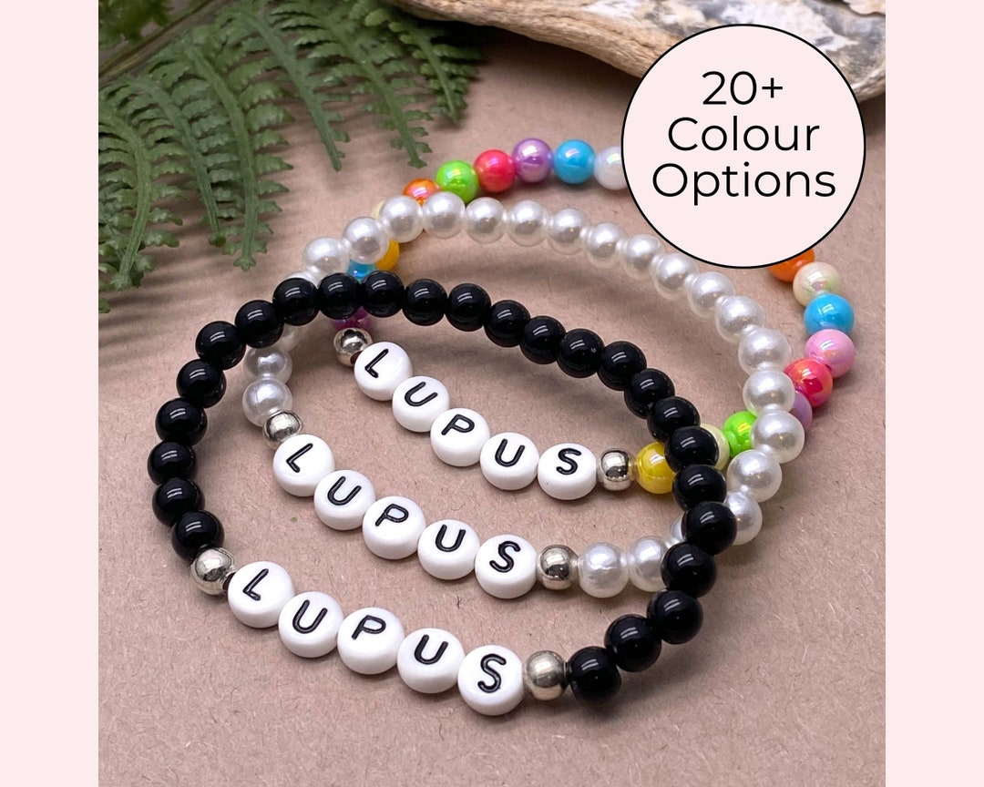 LUPUS Bracelet, Medical Alert ID Beaded Lupus Jewellery Awareness ...