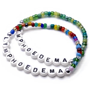 LYMPHOEDEMA Bracelet, Medical Alert Bracelet, Beaded Awareness Bracelet ...