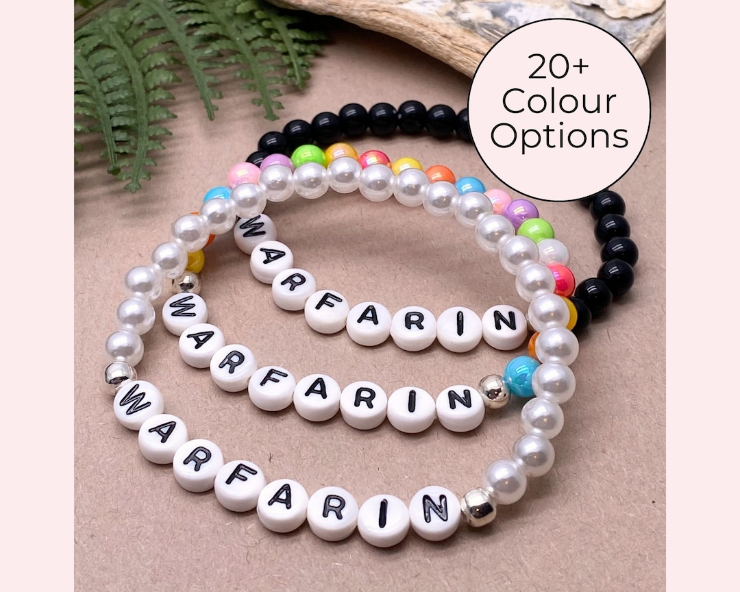 WARFARIN Bracelet, Medical Alert Bracelet, Beaded Warfarin Bracelet ...