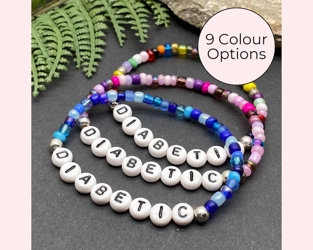DIABETIC Bracelet, Medical Alert Bracelet, Beaded Diabetes Bracelet ...