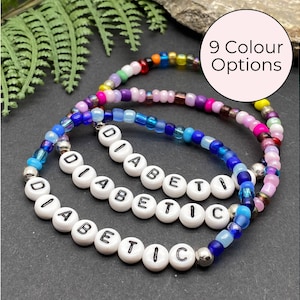 DIABETIC Bracelet, Medical Alert Bracelet, Beaded Diabetes Bracelet ...
