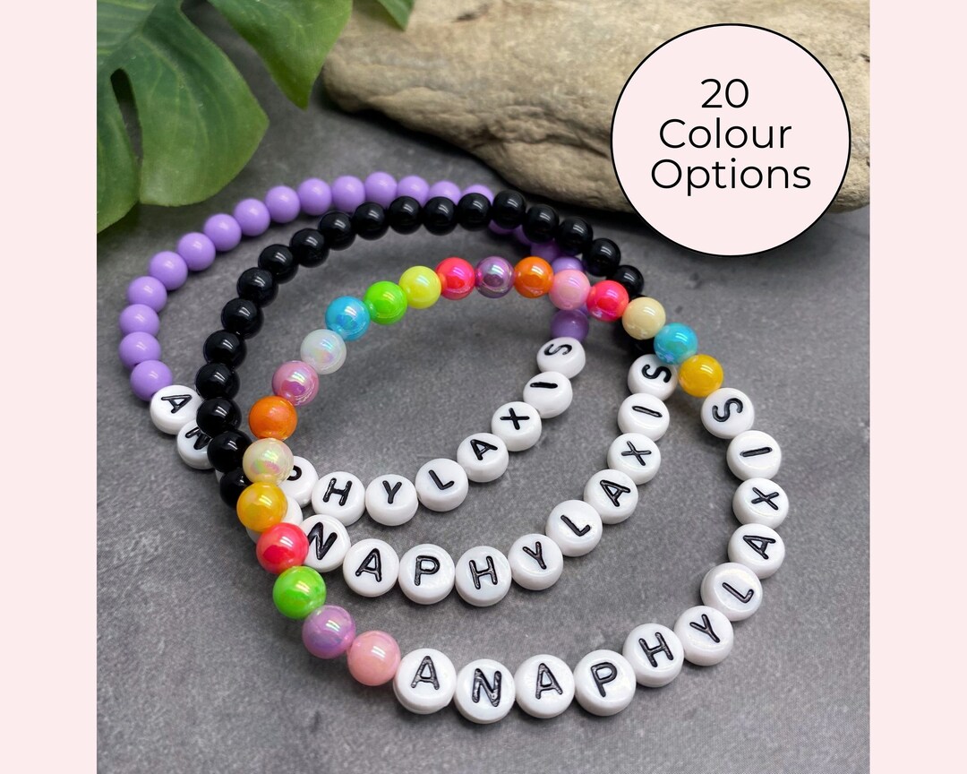 ANAPHYLAXIS Bracelet, Medical Alert Bracelet, Anaphylaxis Bead Bracelet ...