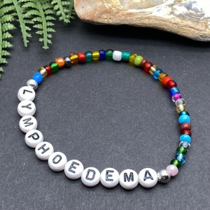 LYMPHOEDEMA Bracelet, Medical Alert Bracelet, Beaded Awareness Bracelet ...
