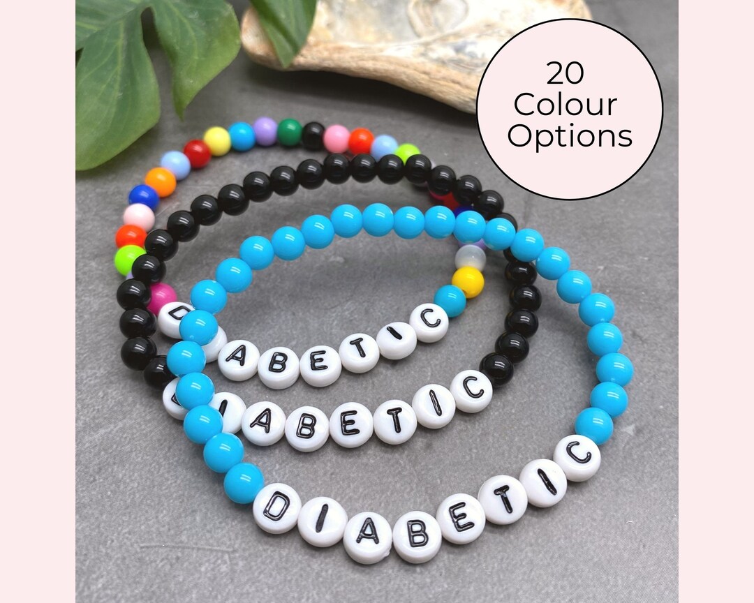 DIABETIC Bracelet, Medical Alert Bracelet, Beaded Diabetes Bracelet ...