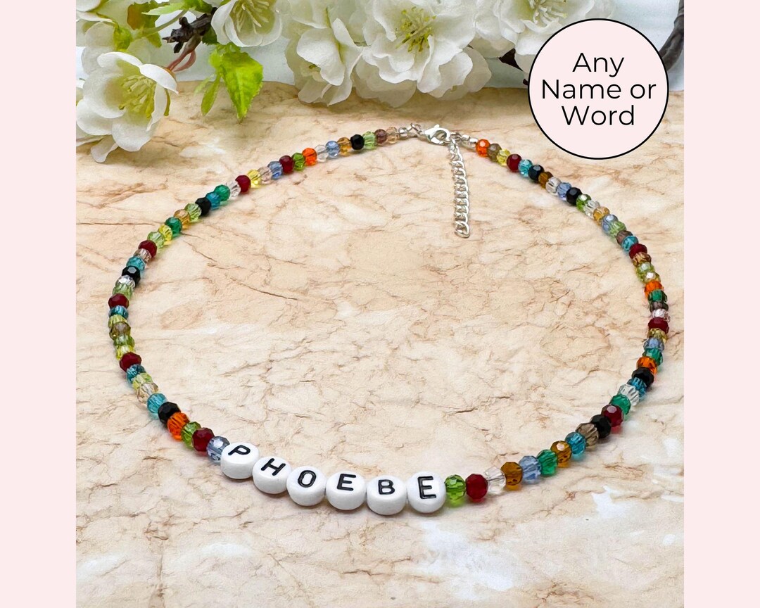 Personalised Name Necklace, Custom Letter Bead Necklace, Faceted Warm ...