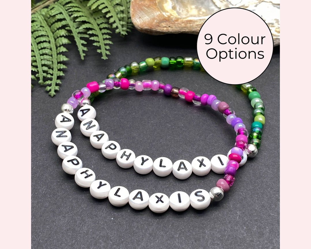 ANAPHYLAXIS Bracelet, Medical Alert Bracelet, Beaded Allergy Bracelet ...