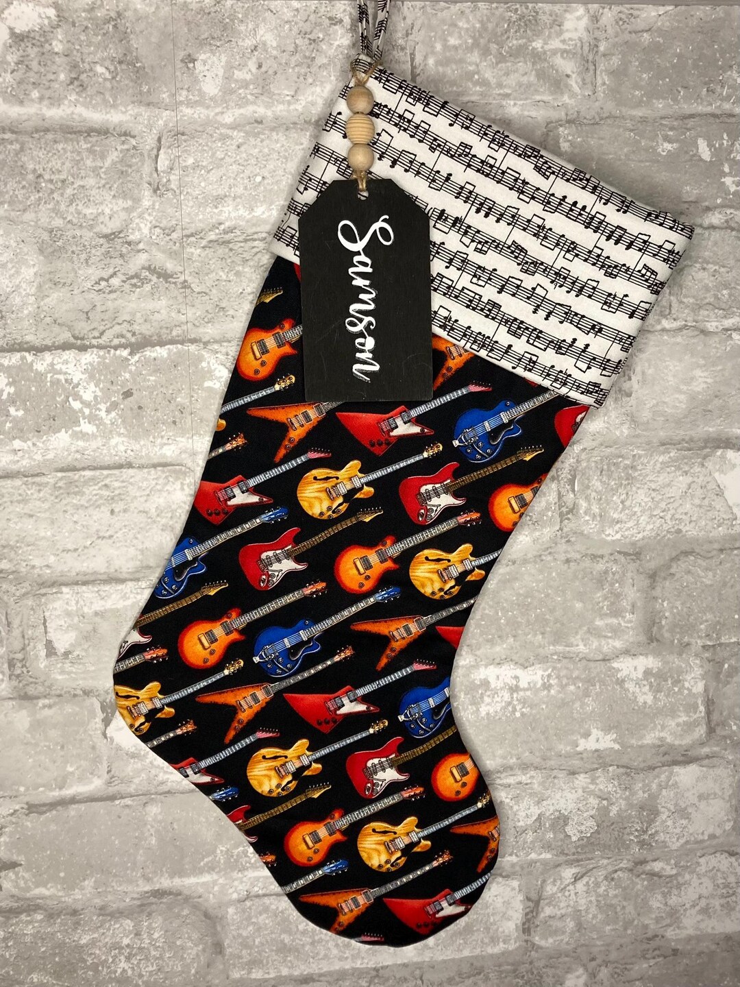 Electric Guitar THEMED Handmade Christmas Stocking-rock & Roll Music ...