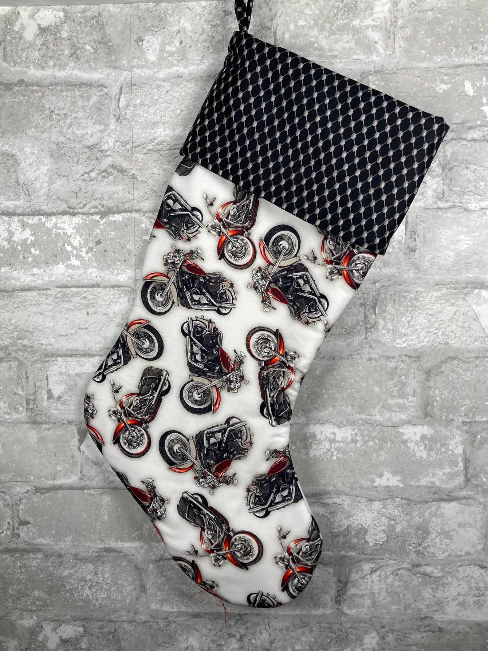 Motorcycle Themed Christmas Stocking-handmade Includes Personalized ...