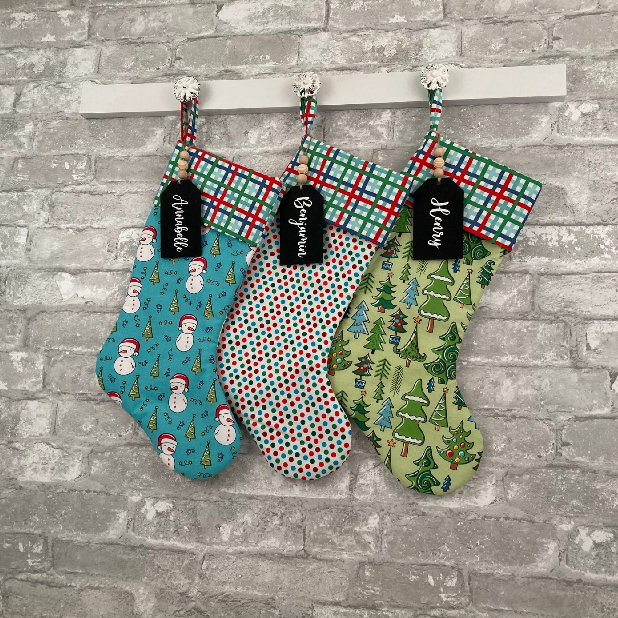 Whimsical Christmas Trees Stocking Coordinating Handmade Christmas ...