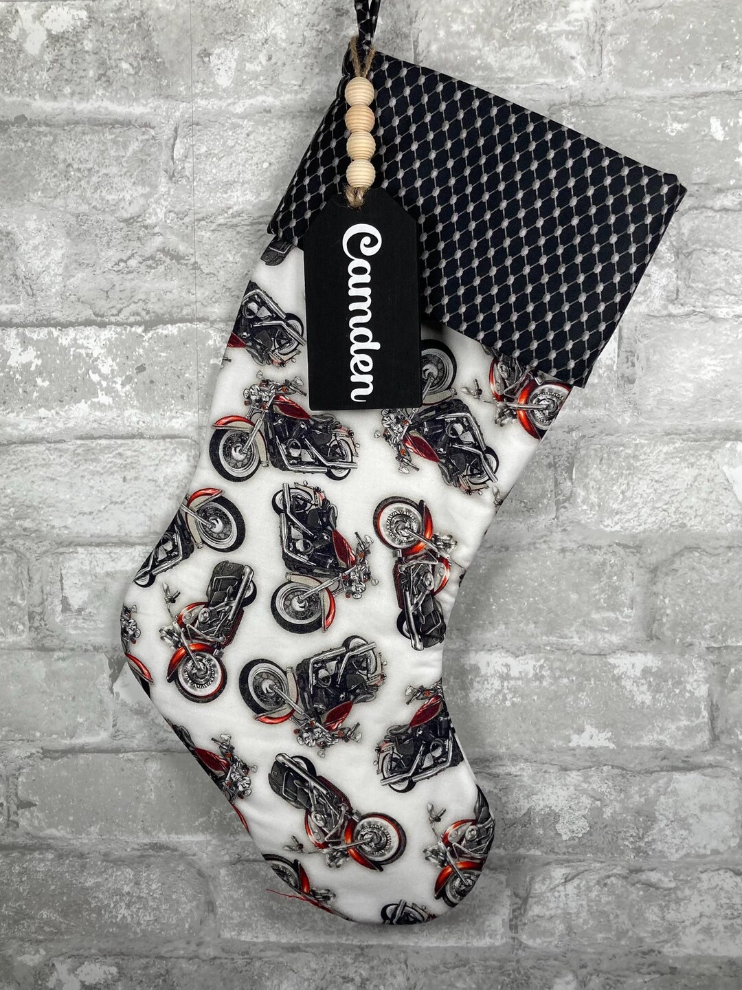 Motorcycle Themed Christmas Stocking-handmade Includes Personalized ...