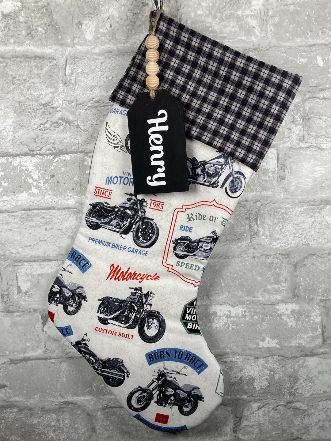 Vintage Motorcycle Themed Christmas Stocking-handmade Includes ...