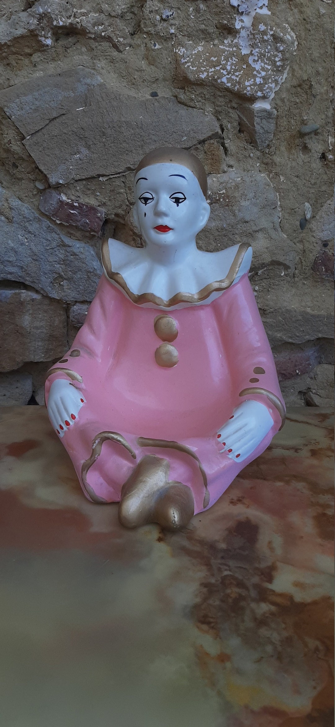 Vintage Pink Pierrot Statue. - Etsy