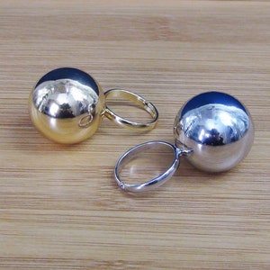 Large Ball Rings Finger Rings Adjustable Silver Gold Ball Rings ...