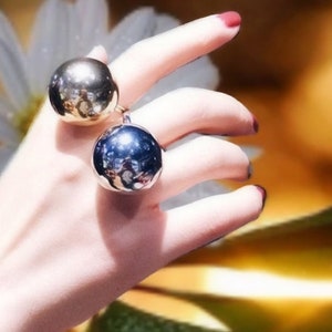 Large Ball Rings Finger Rings Adjustable Silver Gold Ball Rings ...