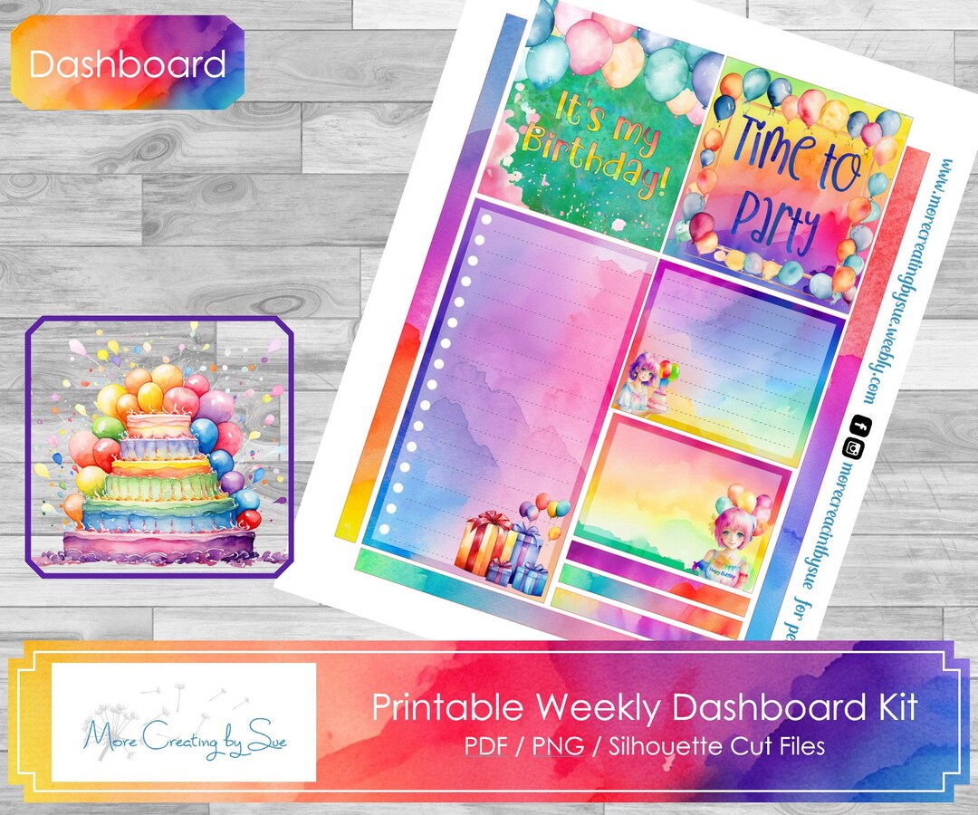 Colorful Birthday Classic Dashboard Style Stickers - Etsy