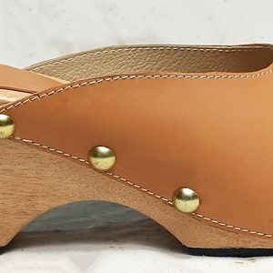 Baba: Mule Italian Style With a Wooden Heel / Women Shoe Peep Toe ...